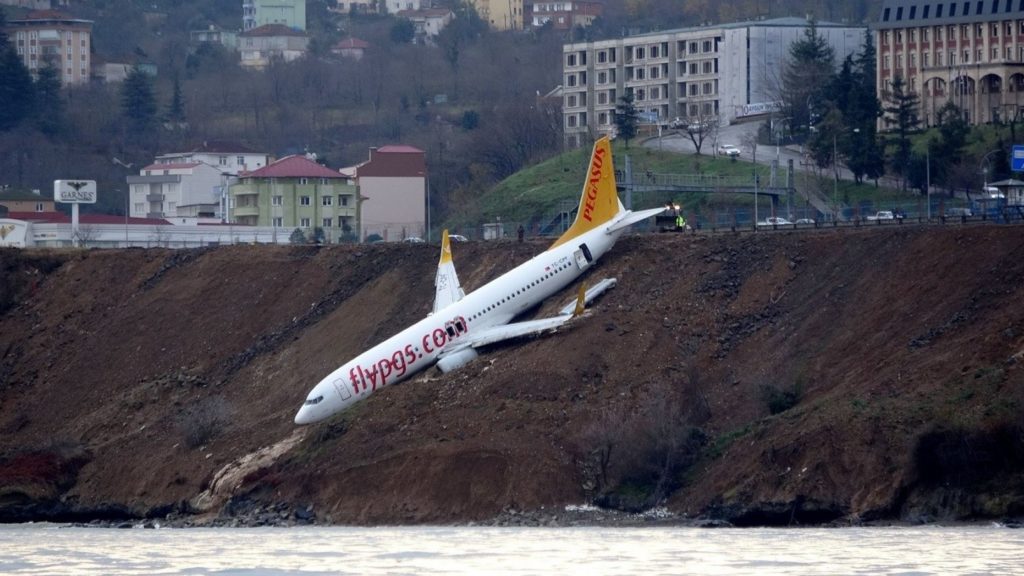 Passenger Plane Skids Off Airport Runway, Dangles Off Cliff Edge ...