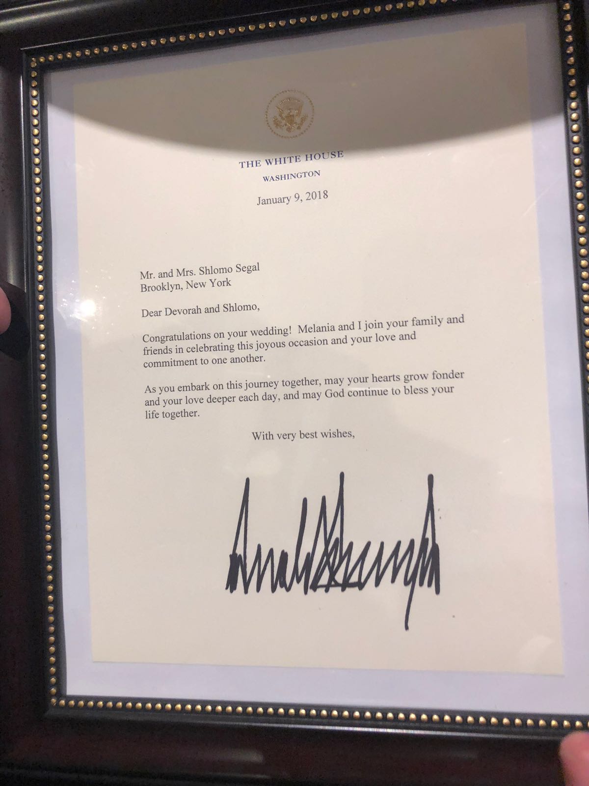 WATCH: President Trump Congratulates Jewish Couple In Letter Read At ...